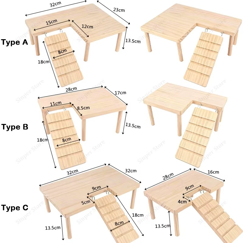 Hamster Wooden Sturdy Platform JumpingBoard Playground Hamster Climbin ...