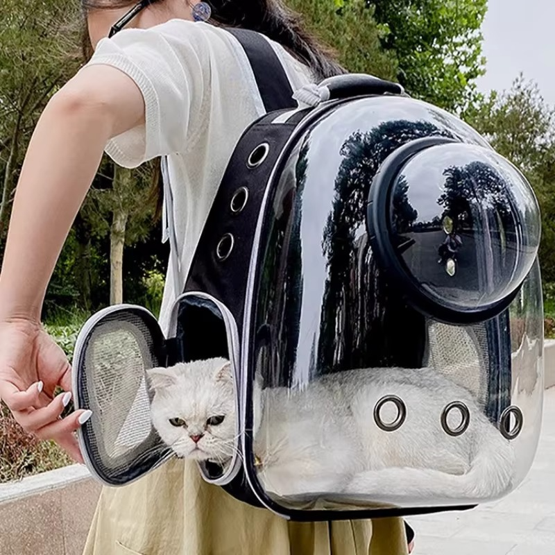 Cat Backpack Carrier with 360° Transparent Bubble and Breathable Desig ...